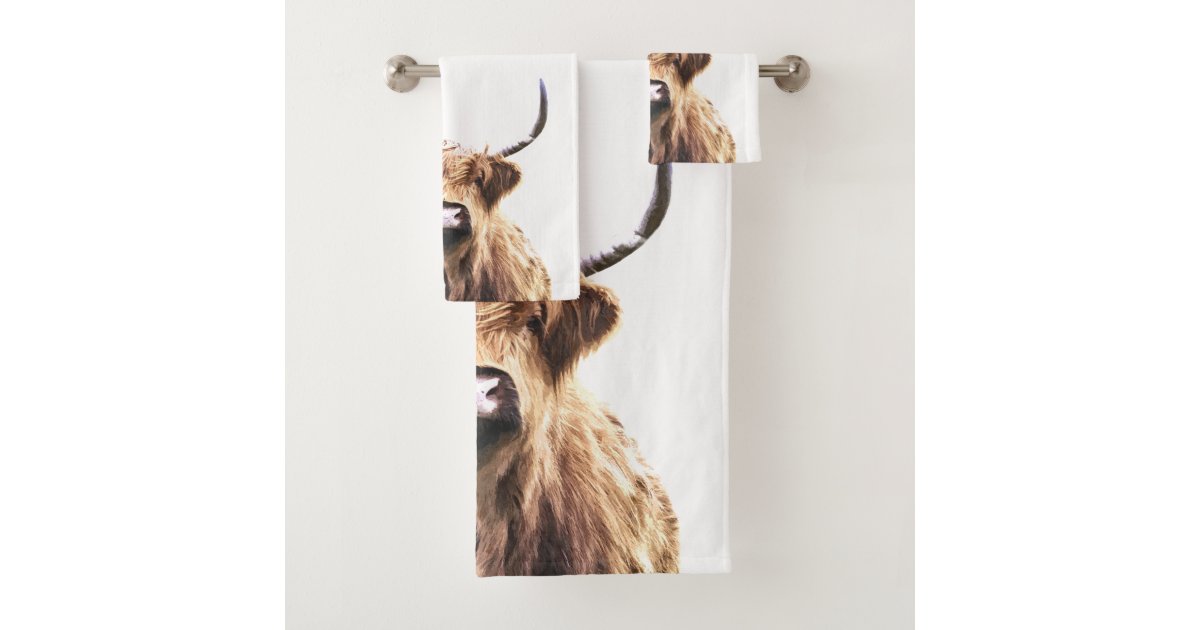 Highland Cow Farm Animal Bath Towel Set | Zazzle