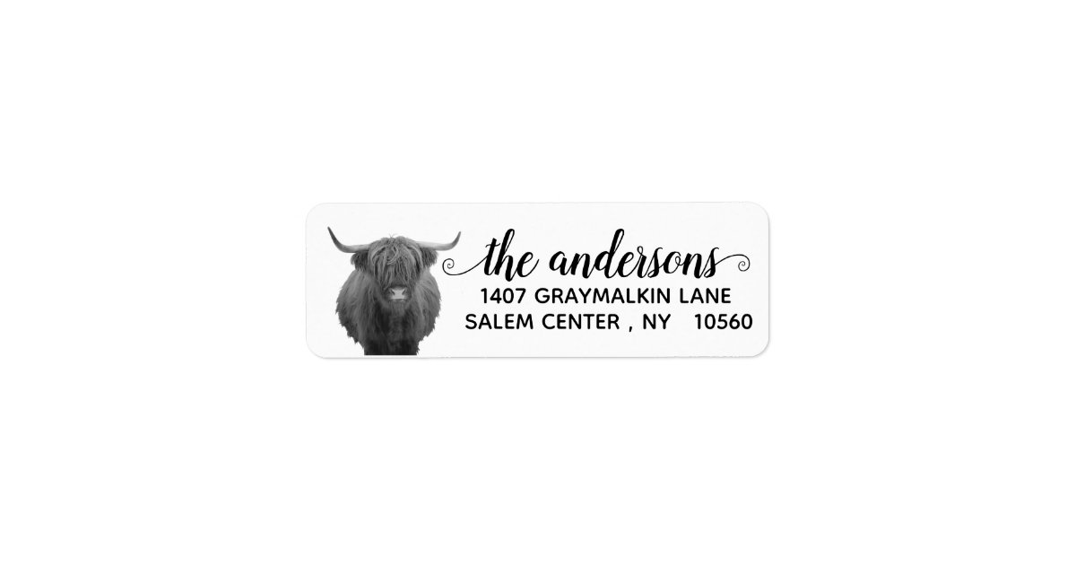 Highland Cow Farm Calligraphy Name Label | Zazzle