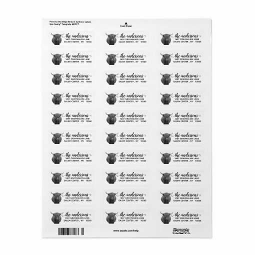 Highland Cow Farm Calligraphy Name Label | Zazzle