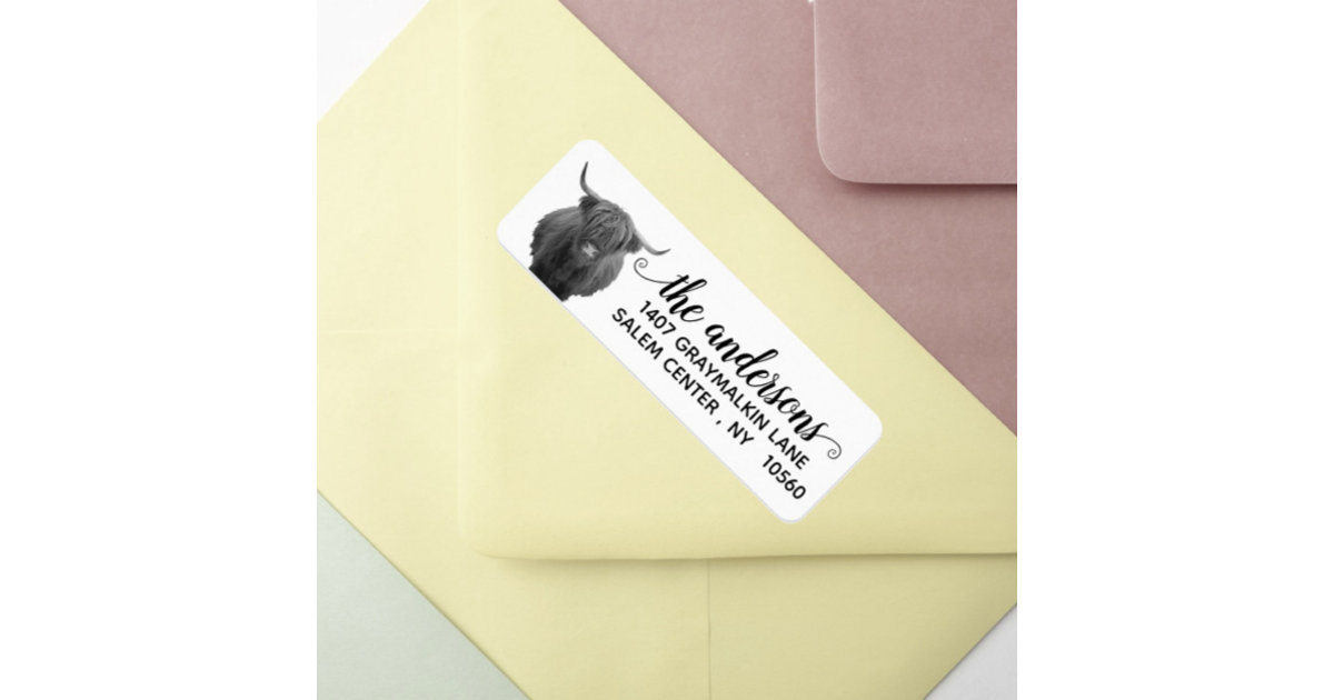 Highland Cow Farm Calligraphy Name Label | Zazzle