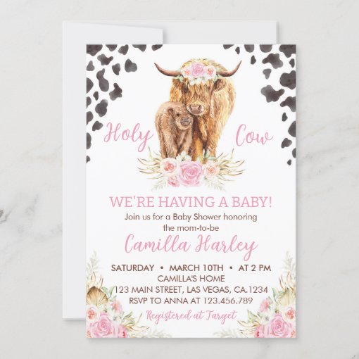 Highland Cow Girl Baby Shower Invitation | Zazzle