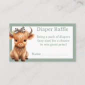 Highland Cow greenery girl diaper raffle Enclosure Card | Zazzle