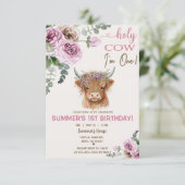 Highland cow, holy cow girl birthday invitation. invitation | Zazzle
