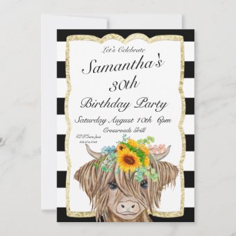 Highland Cow Invitation, Cow Birthday Party Invitation | Zazzle