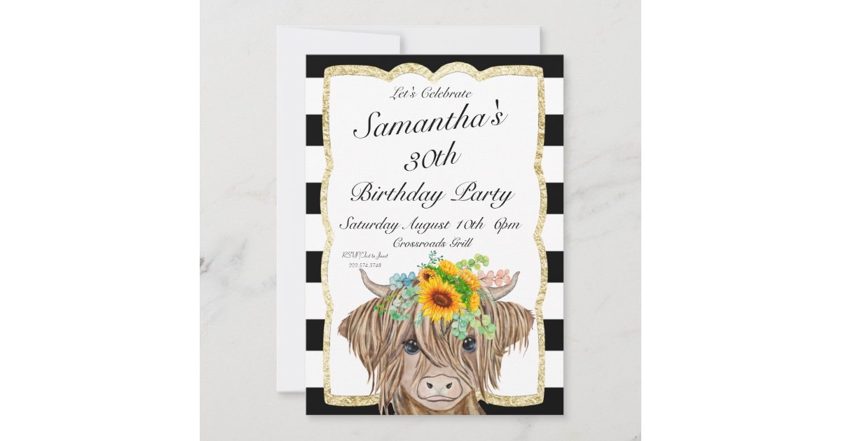Highland Cow Invitation, Cow Birthday Party Invitation | Zazzle