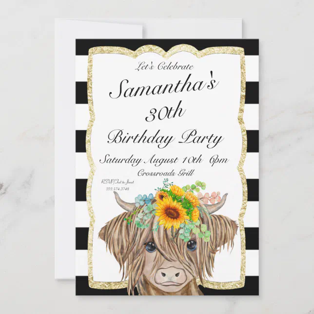 Highland Cow Invitation, Cow Birthday Party Invitation | Zazzle