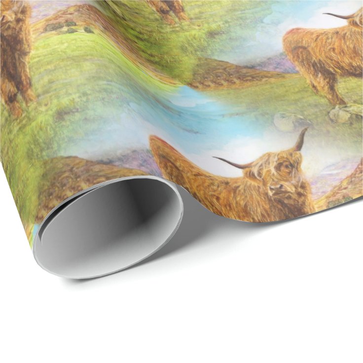 Highland Cow pattern. Wrapping Paper | Zazzle
