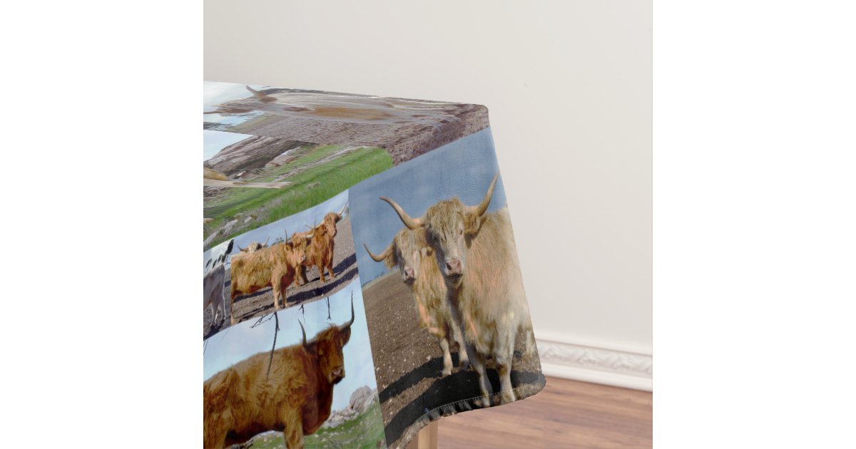 Highland Cow Photo Collage, Tablecloth | Zazzle