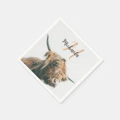 Highland cow portrait custom name initial monogram napkins | Zazzle
