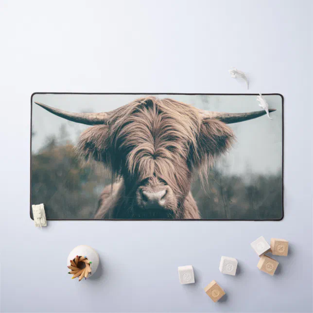 Highland cow portrait desk mat | Zazzle