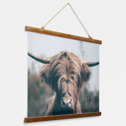 Highland cow portrait hanging tapestry | Zazzle