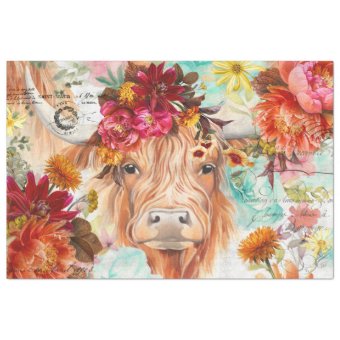 Highland Cow Rustic Boho Farmhouse Decoupage Tissue Paper | Zazzle