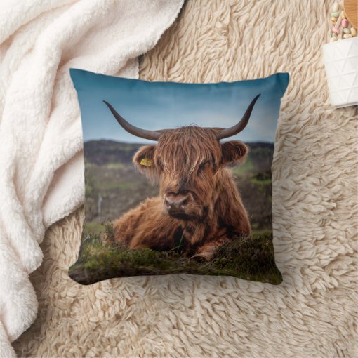 Highland Cow Throw Pillow | Zazzle