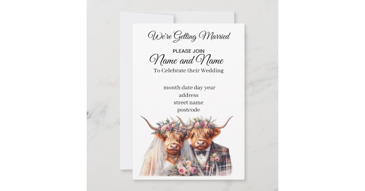 Highland Cow Wedding Invitation | Zazzle