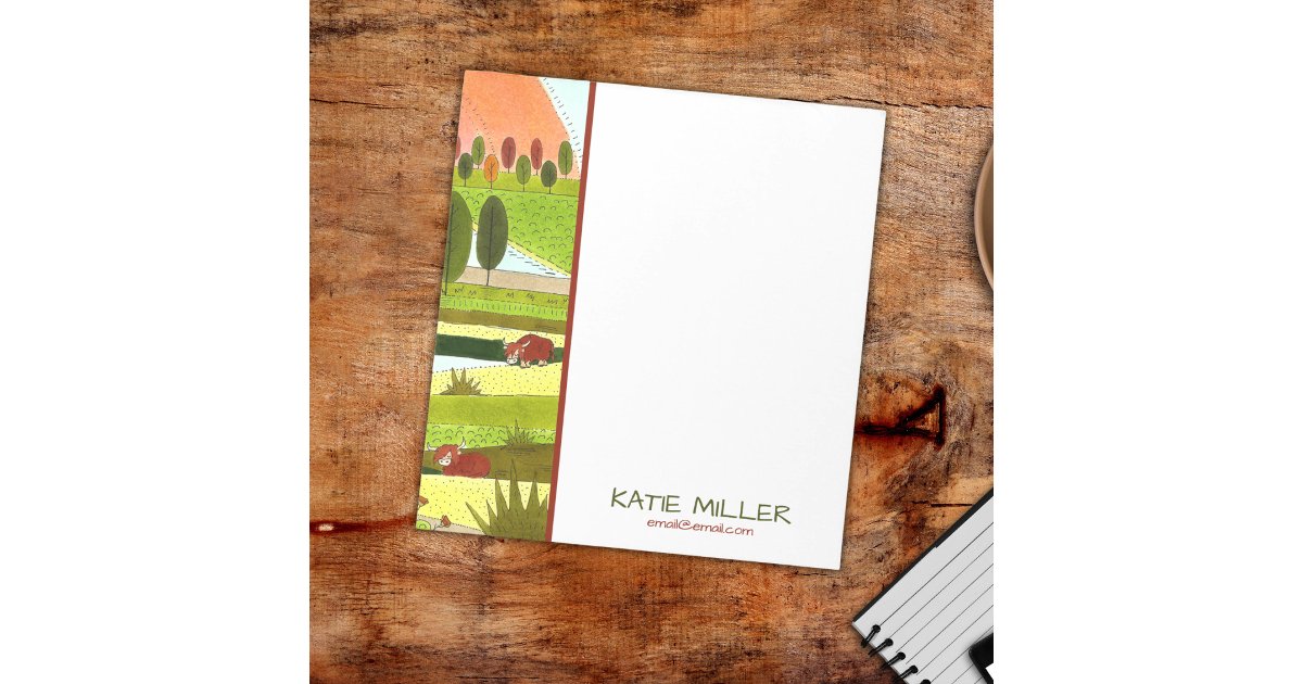 Highland Cows in Autumn Farm Field Notepad | Zazzle