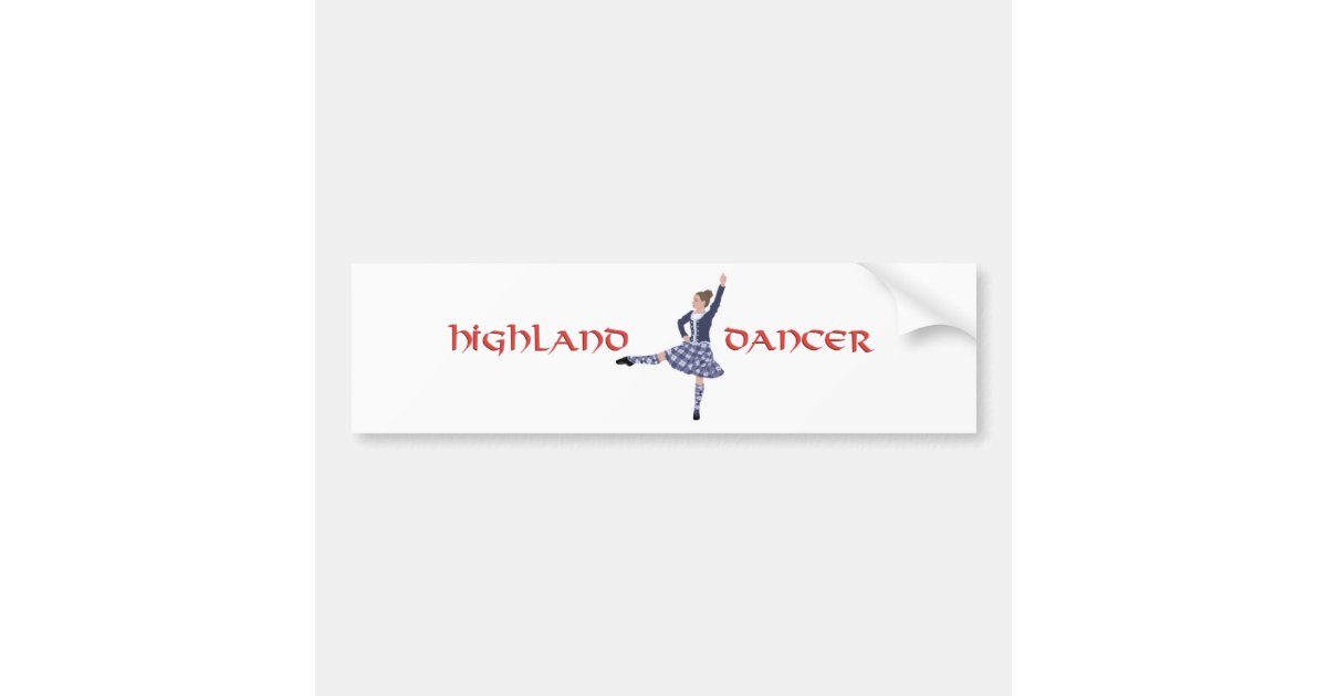 Highland Dancer in Blue Bumper Sticker | Zazzle