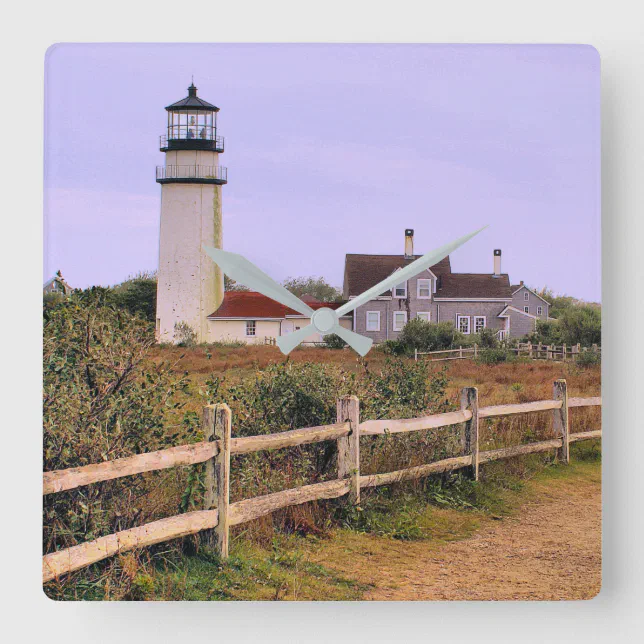 Highland Lighthouse, Cape Cod, Massachusetts Square Wall Clock | Zazzle
