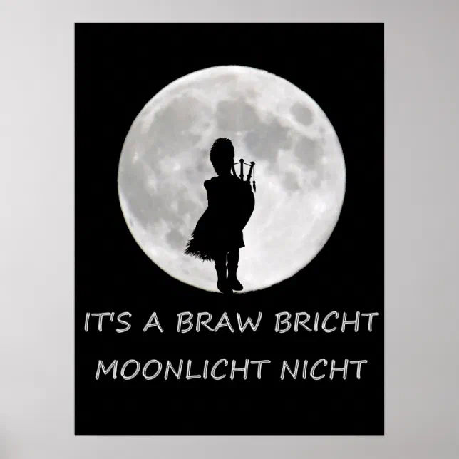 Highland Piper in Bright Moon Poster | Zazzle