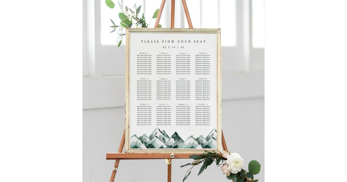 Highland Printable Mountain Wedding Seating Chart | Zazzle