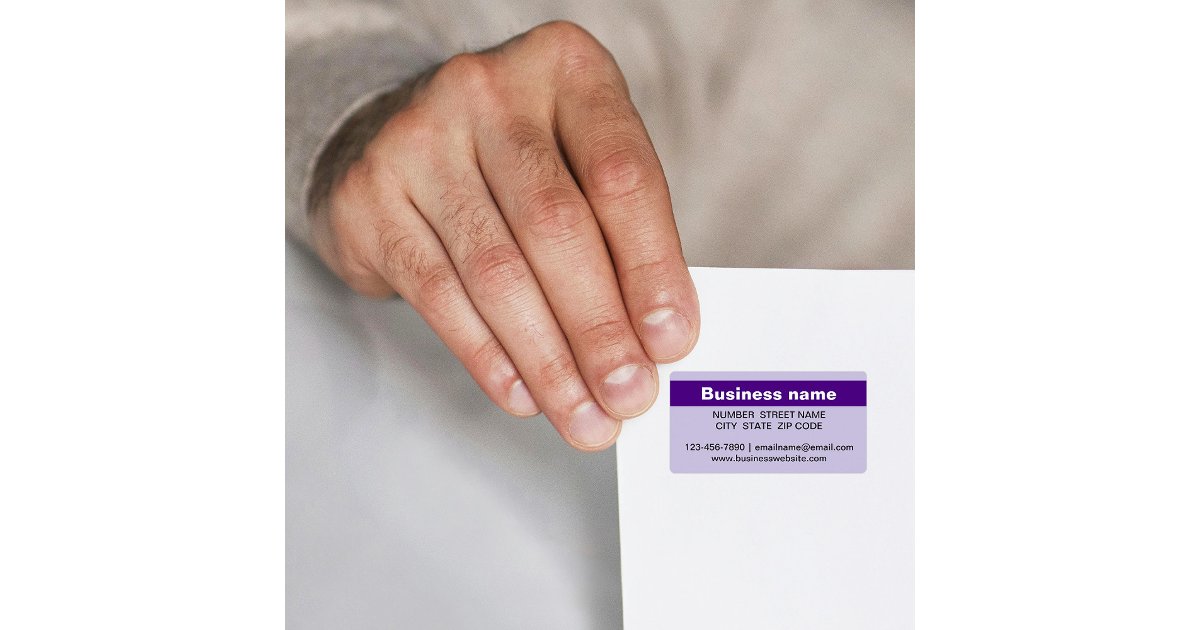 Highlighted Business Name on Purple Address Label | Zazzle