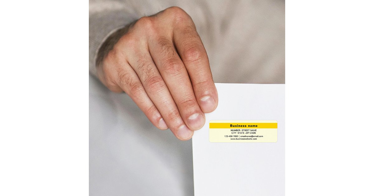 Highlighted Business Name on Yellow Return Address Label | Zazzle