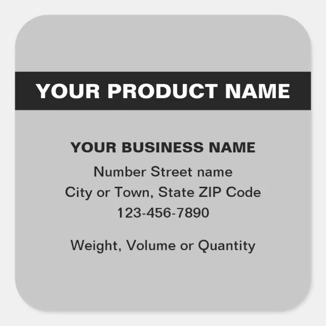 Highlighted Product Name on Gray Square Sticker | Zazzle