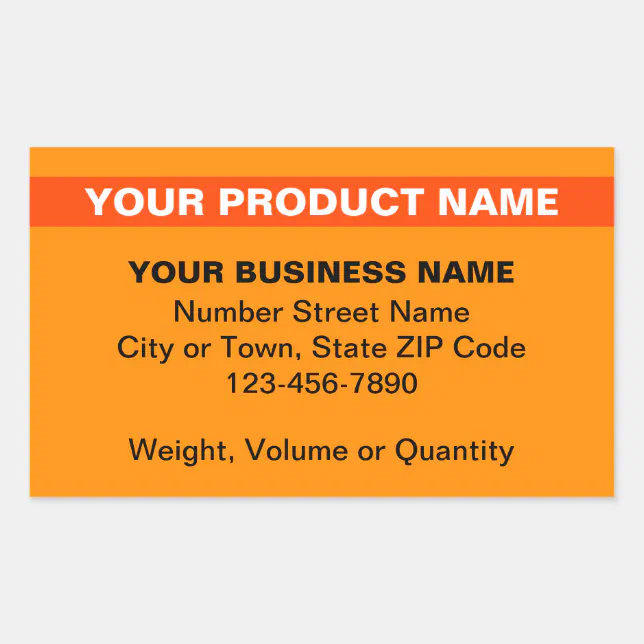 Highlighted Product Name on Orange Color Rectangular Sticker | Zazzle