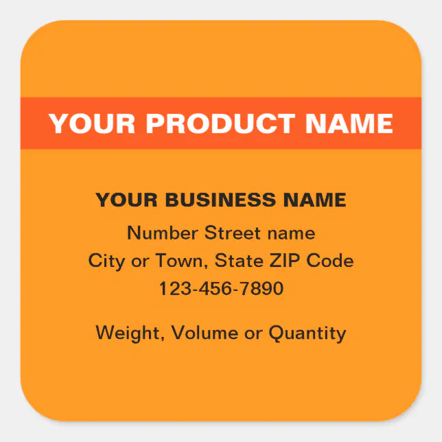 Highlighted Product Name on Orange Color Square Sticker | Zazzle