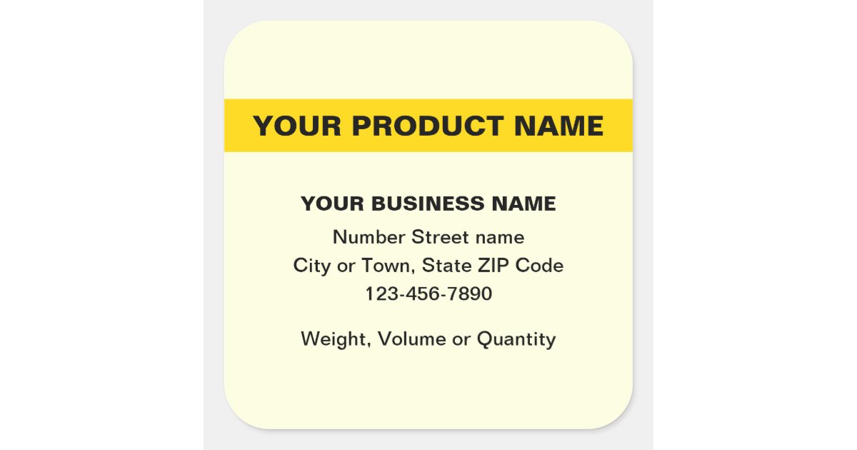Highlighted Product Name on Yellow Square Sticker | Zazzle