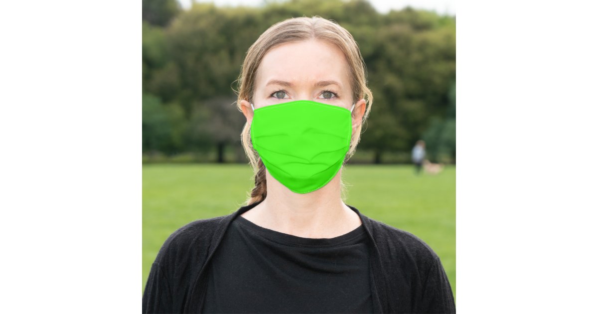 Highlighter Neon Green Solid Color Corona Virus Adult Cloth Face Mask ...