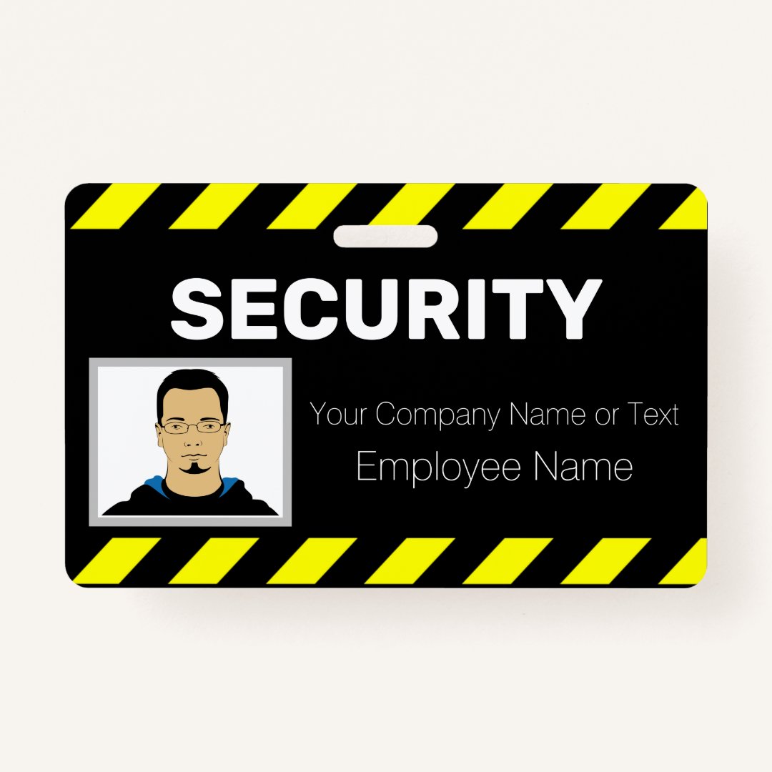 Highly Visible Custom Photo Security Guard ID Badge | Zazzle