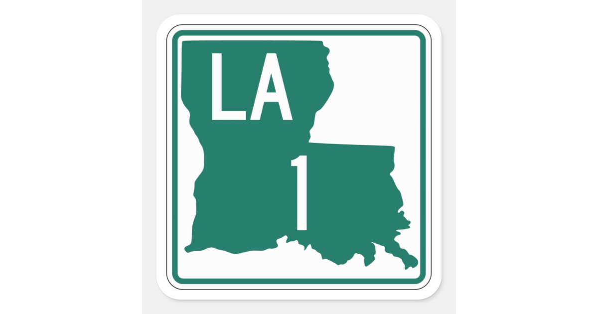 Highway 1, Louisiana, USA Square Sticker | Zazzle