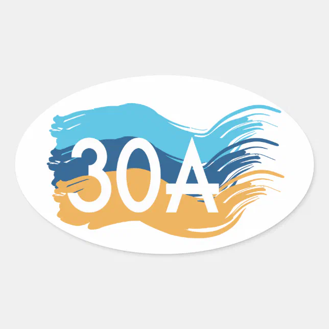 Highway 30A Florida Beach Swash Design Oval Sticker | Zazzle