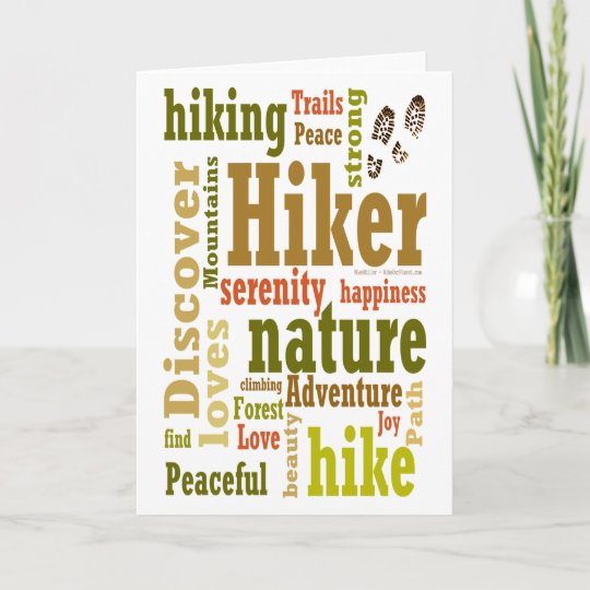 Hiker Hiking Word Cloud Folded Greeting Card | Zazzle.com