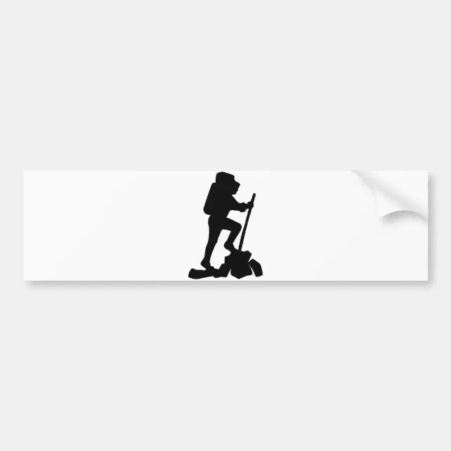 Hiker Silhouette Emblem Graphic Design Backpacker Bumper Sticker | Zazzle