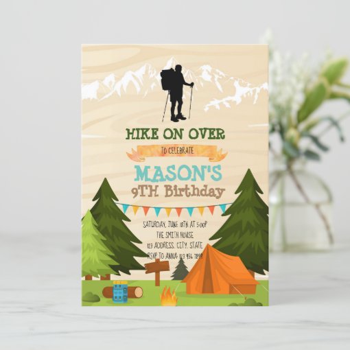 Hiking birthday party invitation | Zazzle