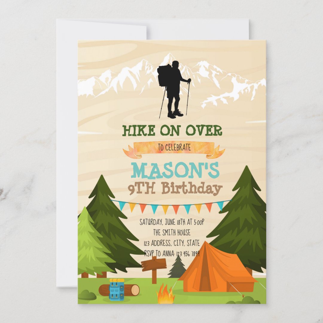 Hiking birthday party invitation | Zazzle