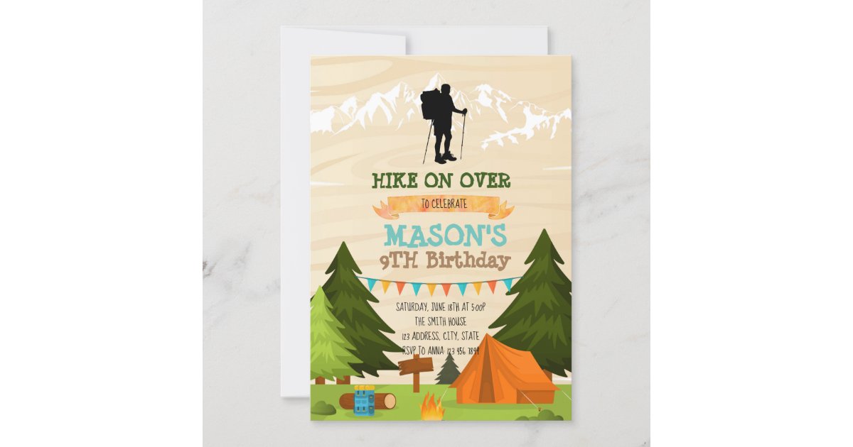 Hiking birthday party invitation | Zazzle
