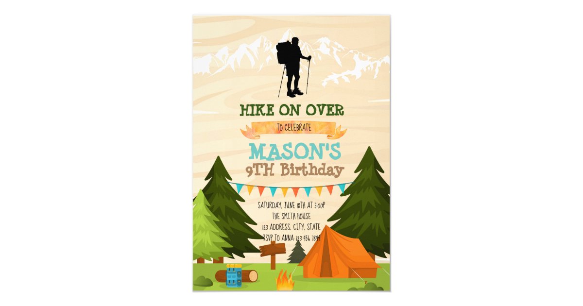 Hiking birthday party invitation | Zazzle.com