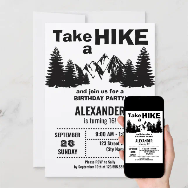 Hiking Birthday Party Invitation | Zazzle