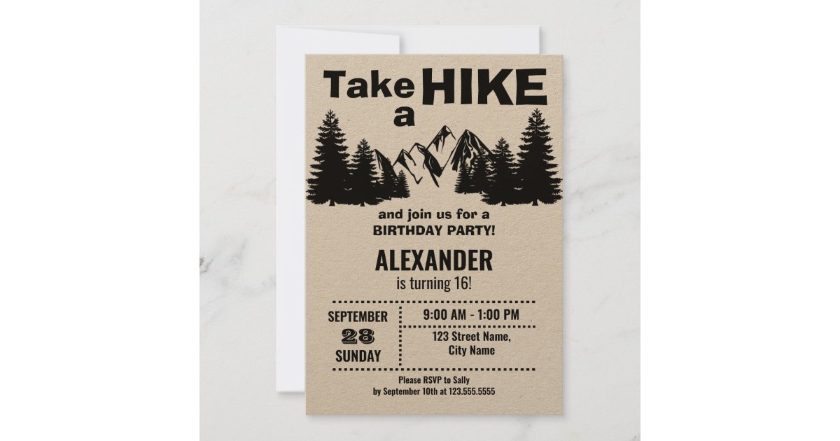 Hiking Birthday Party Invitation | Zazzle