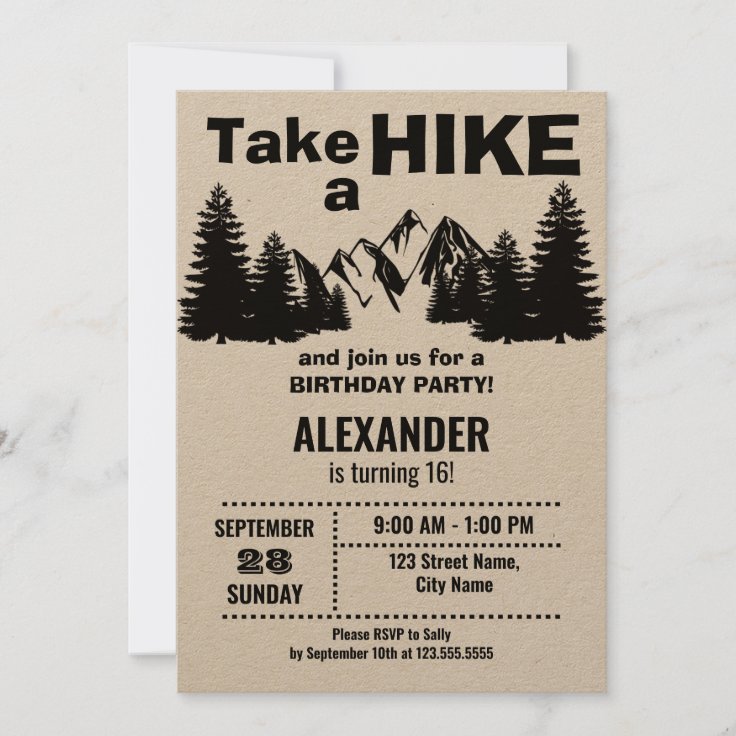 Hiking Birthday Party Invitation | Zazzle