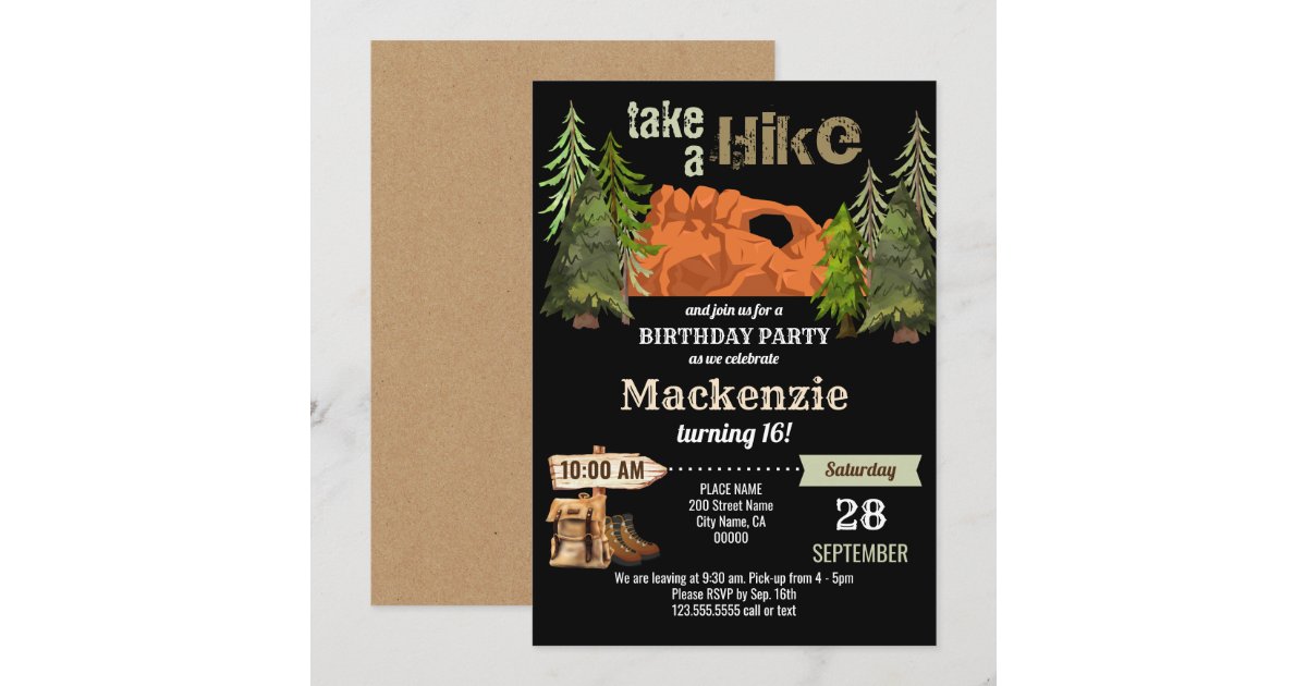 Hiking Birthday Party Invitation | Zazzle