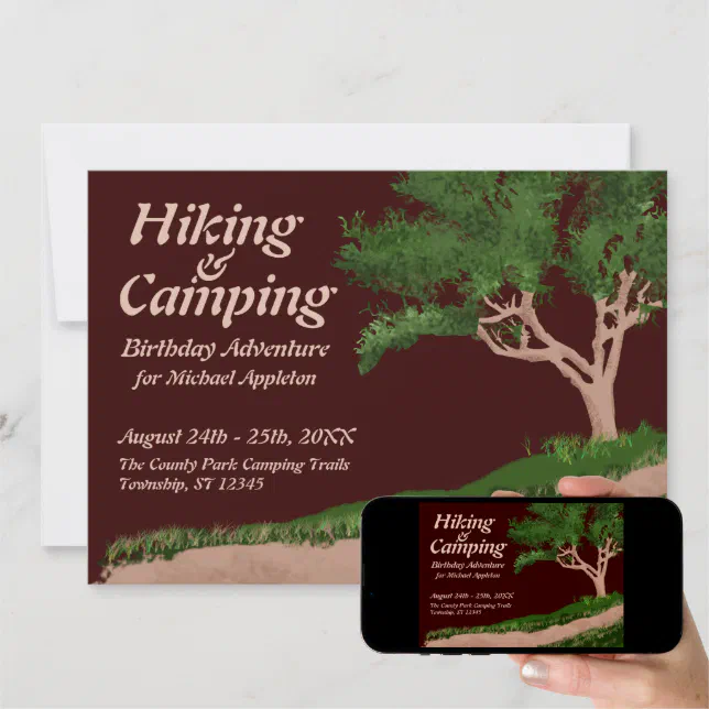 Hiking & Camping Birthday Adventure Invitations | Zazzle