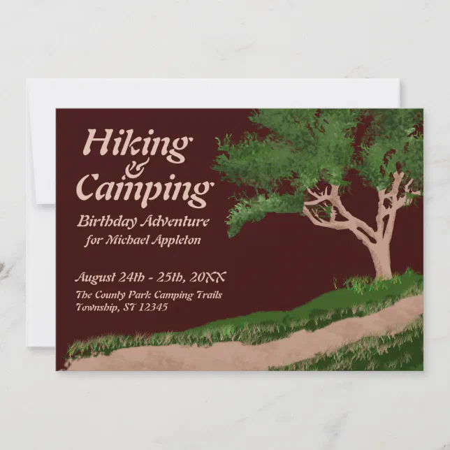 Hiking & Camping Birthday Adventure Invitations | Zazzle