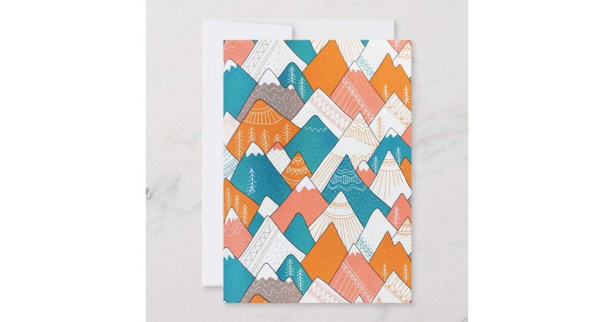 Hiking Camping World Travel Mountain Peaks Holiday Card | Zazzle