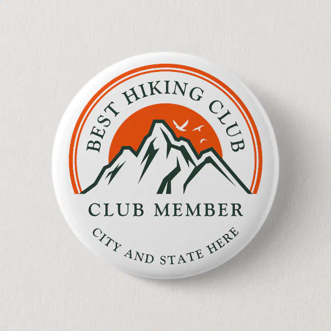 Hiking Club Logo Business Employees Members Custom Button | Zazzle