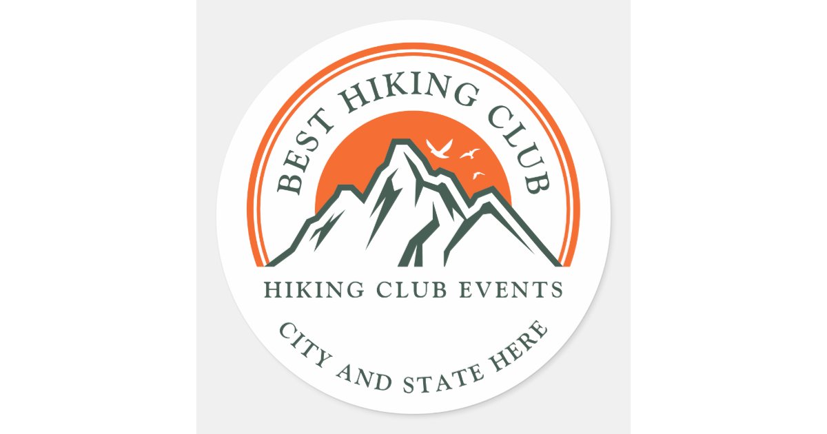 Hiking Club Logo Custom Business Annual Events Classic Round Sticker ...