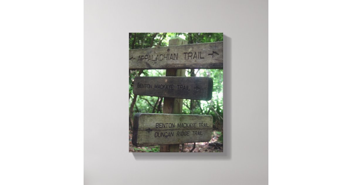 Hiking Trail Sign Post on Canvas | Zazzle