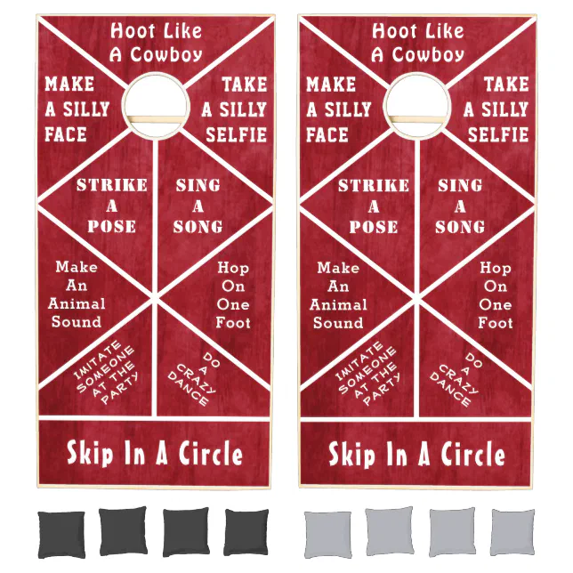 Hilarious Fun Red Wood Cornhole Set | Zazzle